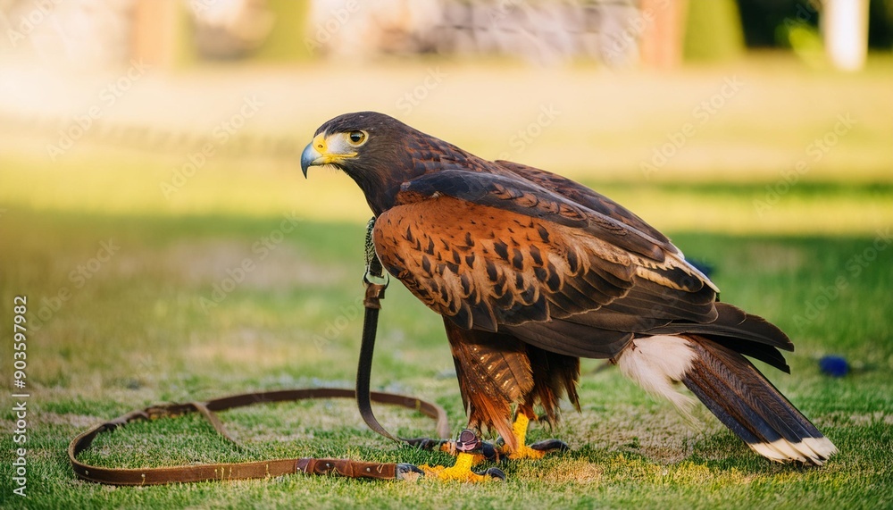 Falconry. Harris hawk (Parabuteo unicinctus) bird of prey on display ...