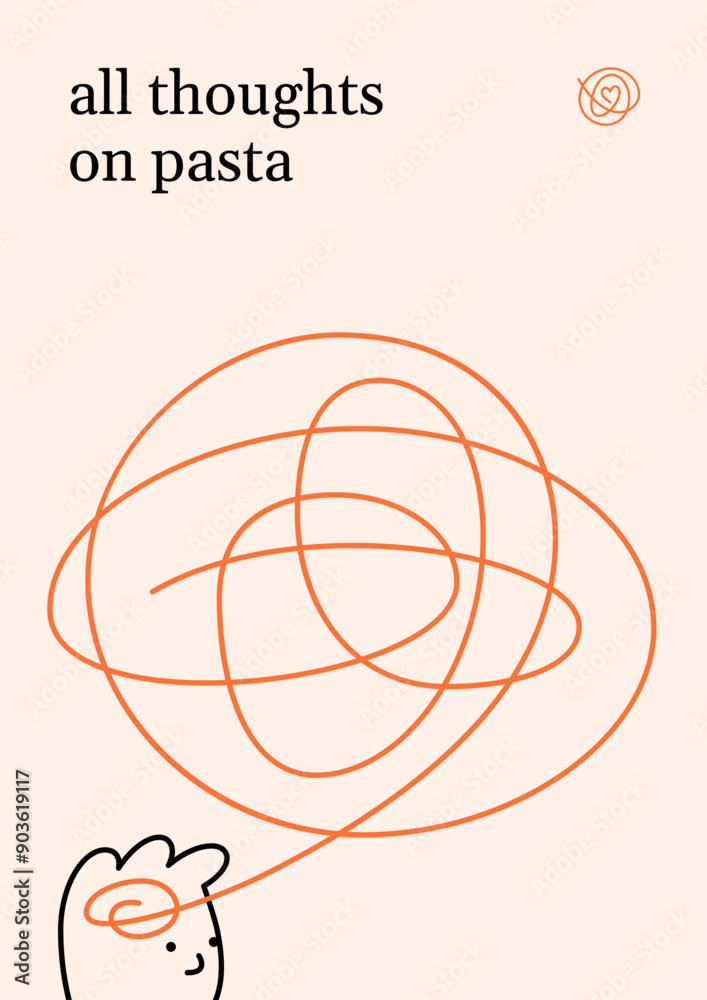 Hungry man thinking on pasta. Vector noodle and ramen design concept ...