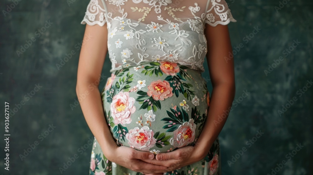 Pregnant woman s belly painted with a vibrant creative floral design in ...