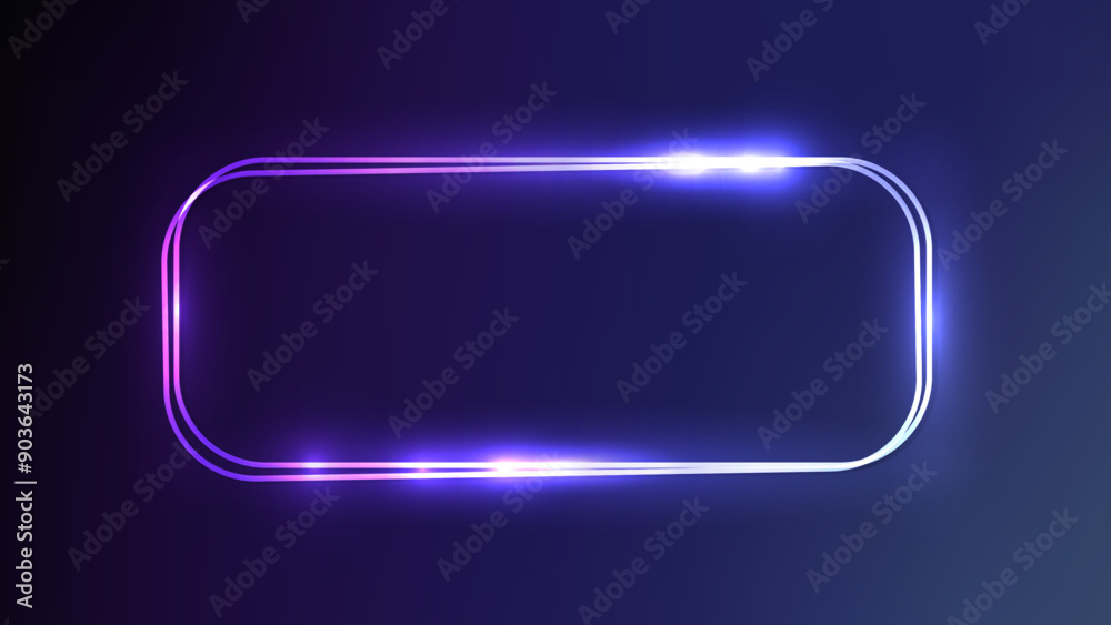 Neon double rounded rectangular frame Stock Vector | Adobe Stock
