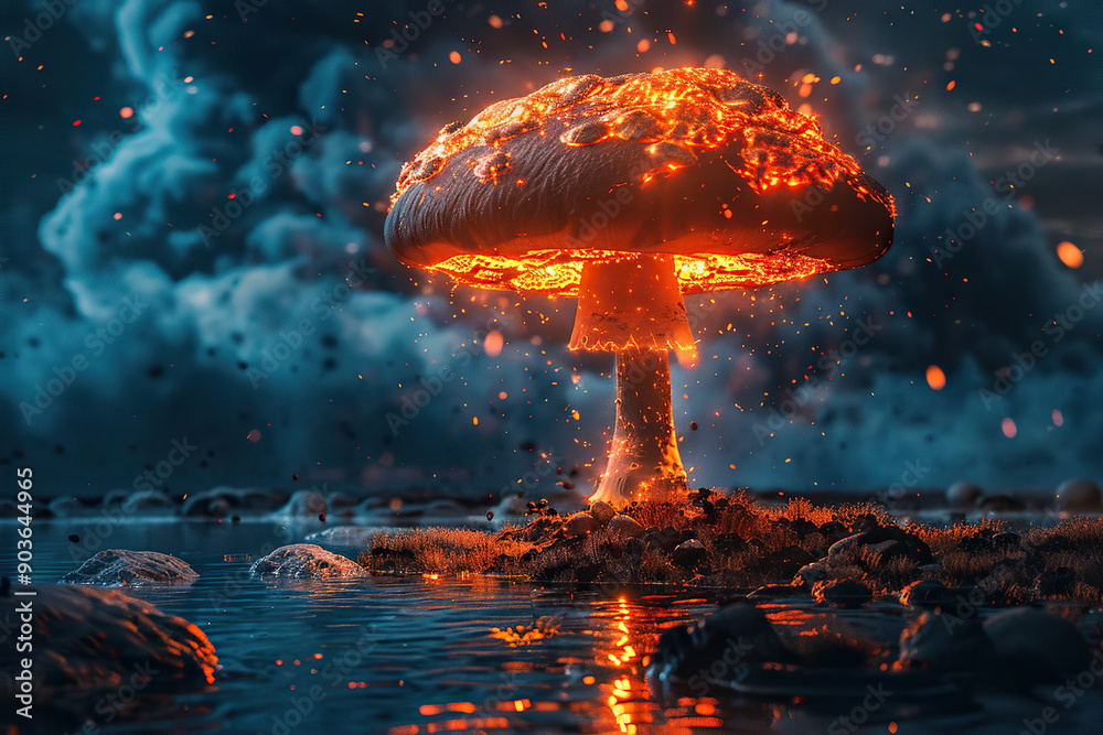 ภาพประกอบ Stock Generative ai on theme of scary nuclear explosion in ...