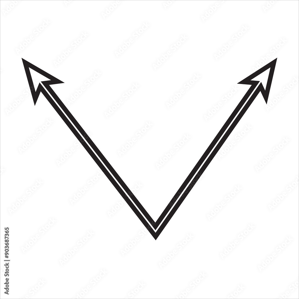 Double corner arrow. 90 degrees angle. Right angle symbol. Dual ended ...
