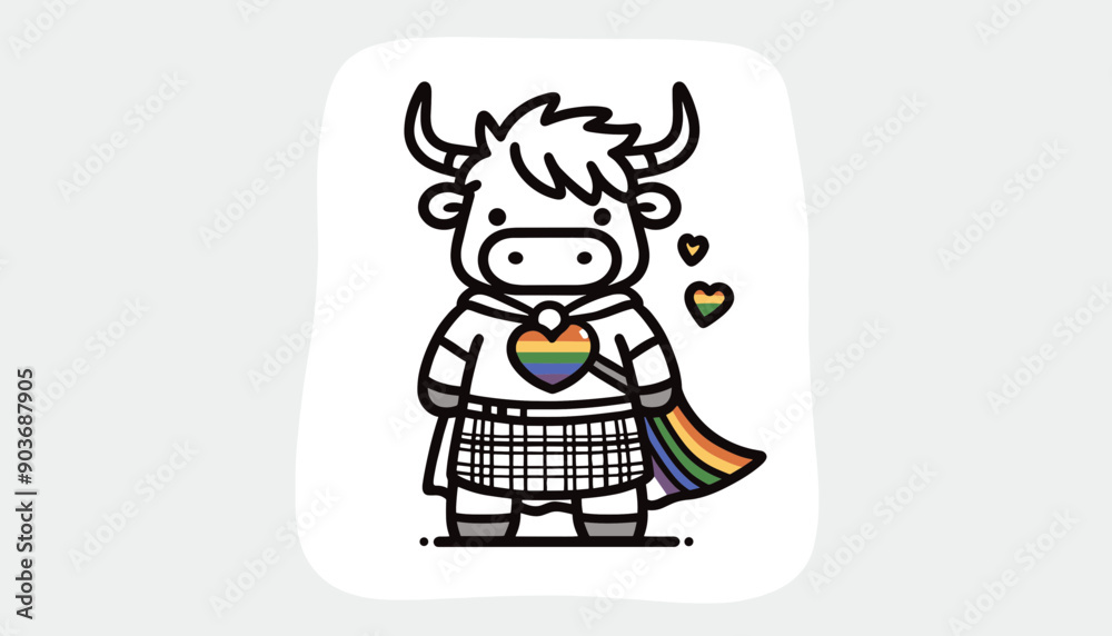Highland Cow With LGBTQ Rainbow Pride Flag Funny Pround Mom Dad of Gay ...