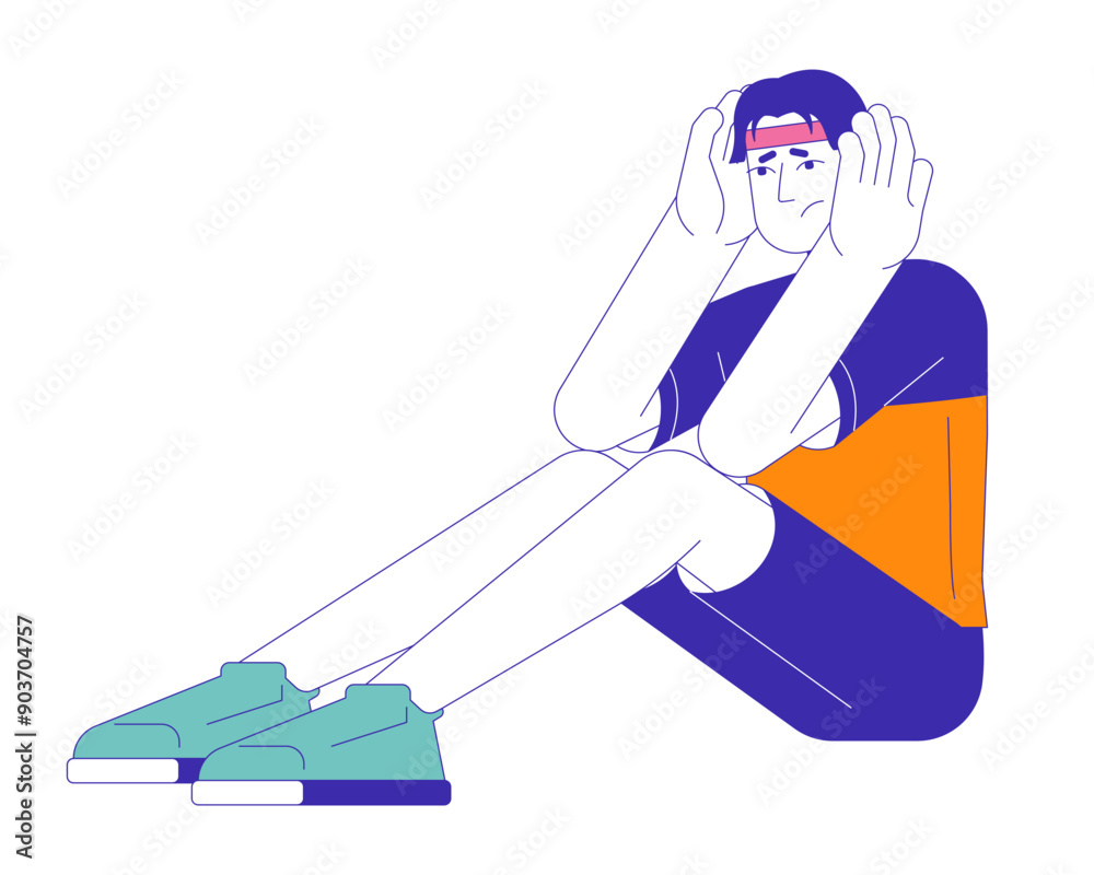 Tensed asian young man with panic attack 2D cartoon character ...