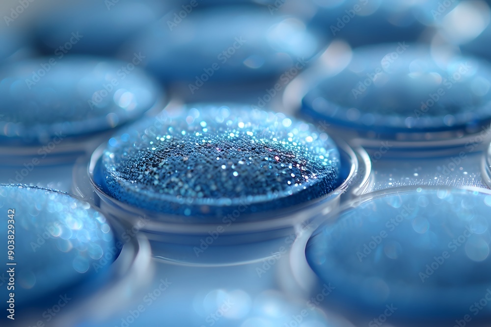 Macro View of Sparkling Blue Gel Discs - Abstract Design for Science ...