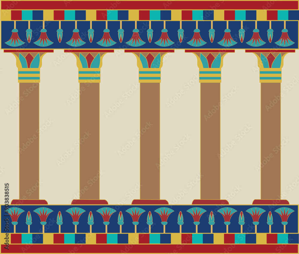 Columns of Ancient Egypt - Vector Illustration - Colored with ancient ...