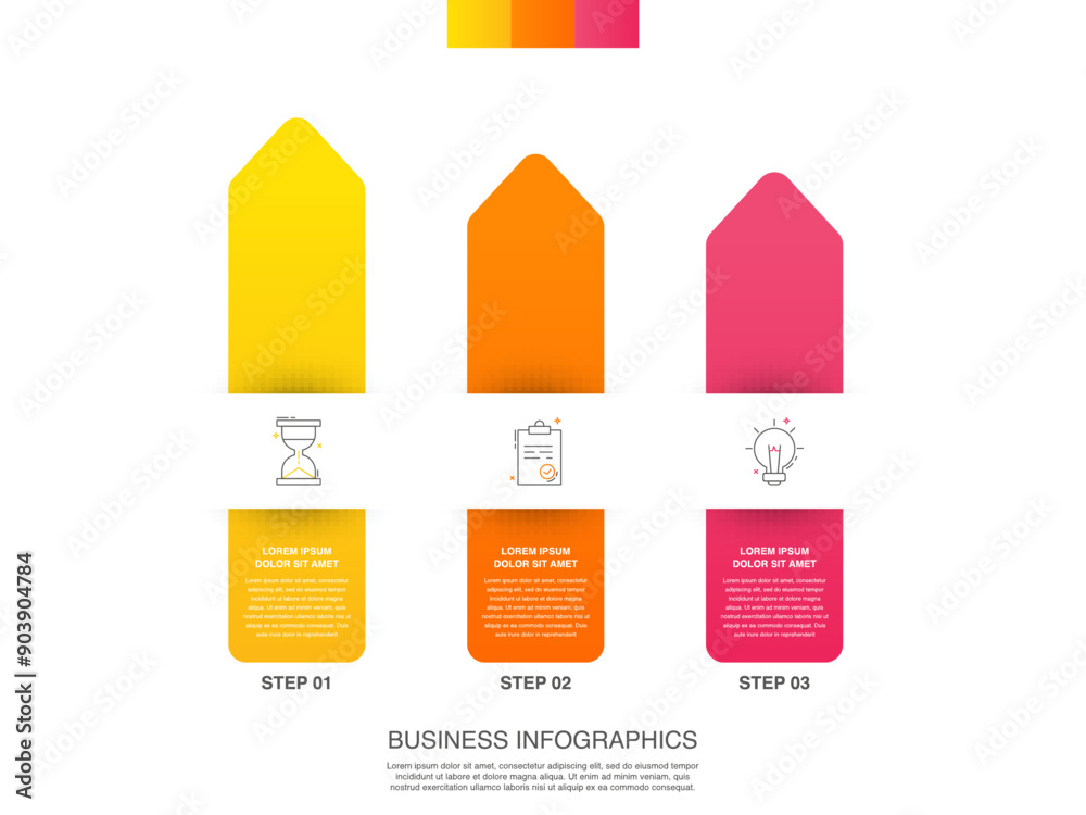 Vector infographic arrow design with three steps. Infographics template ...