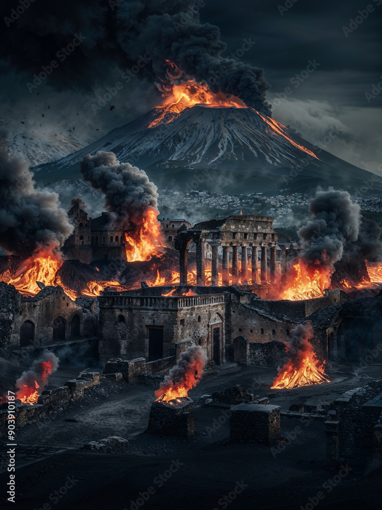 Photo Stock Pompeii's Last Days: A Roman City Obliterated by Vesuvius ...