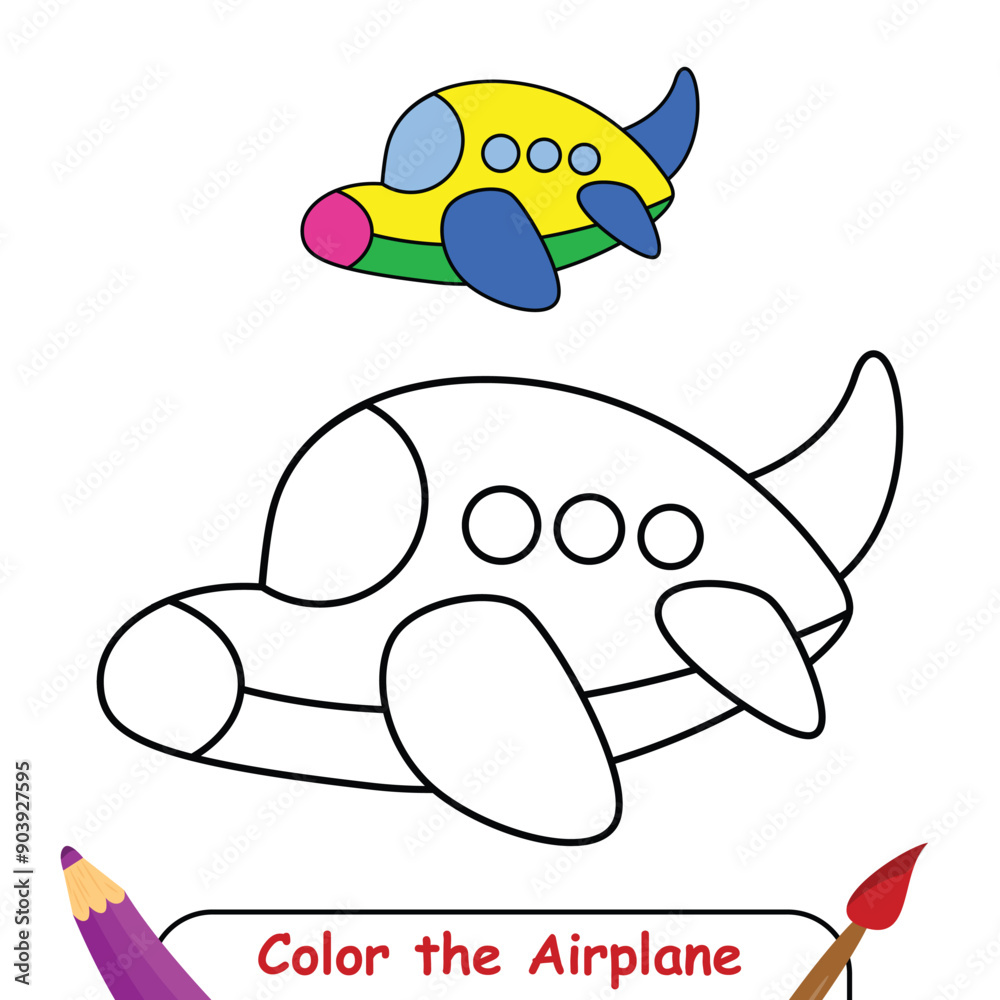 Color the Airplane drawing illustration. coloring book for kids ...