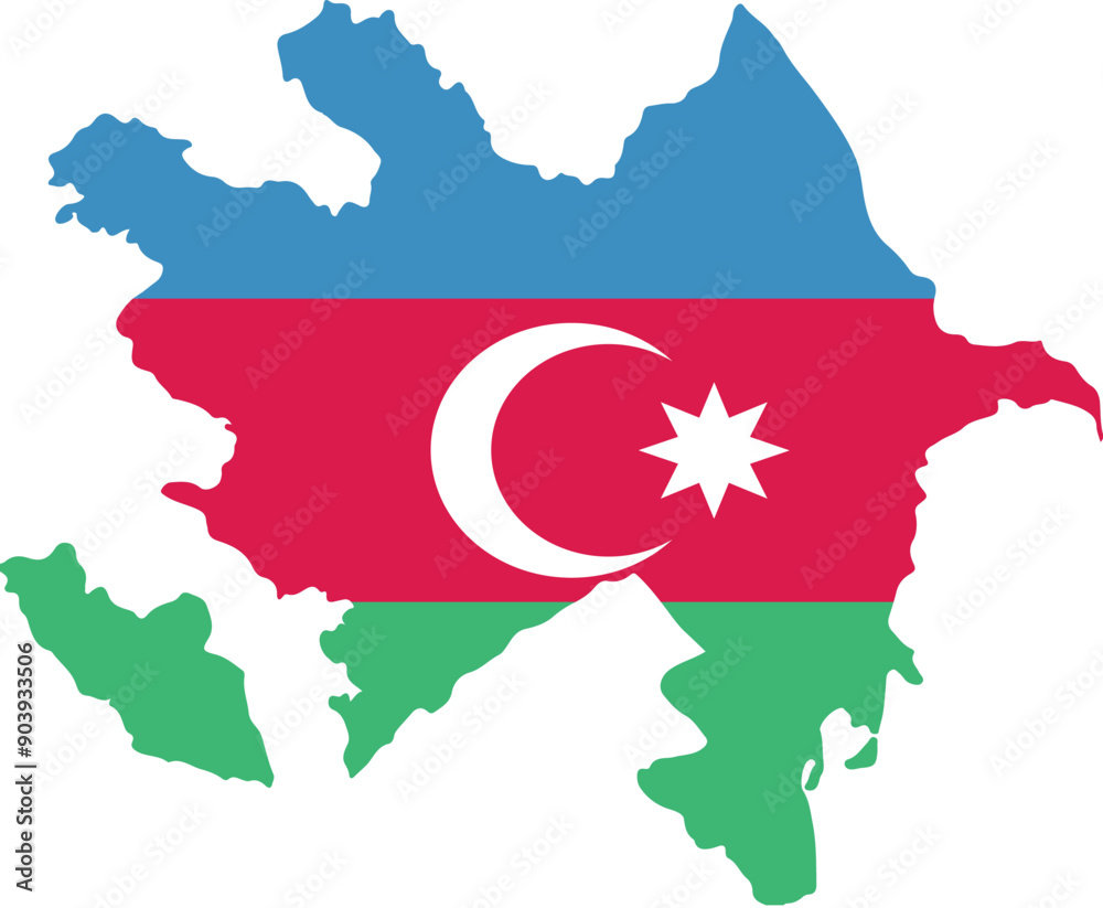 azerbaijan country map with flag Stock Vector | Adobe Stock