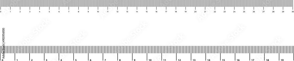 Graduated ruler vector illustration on a white background. Inch and ...
