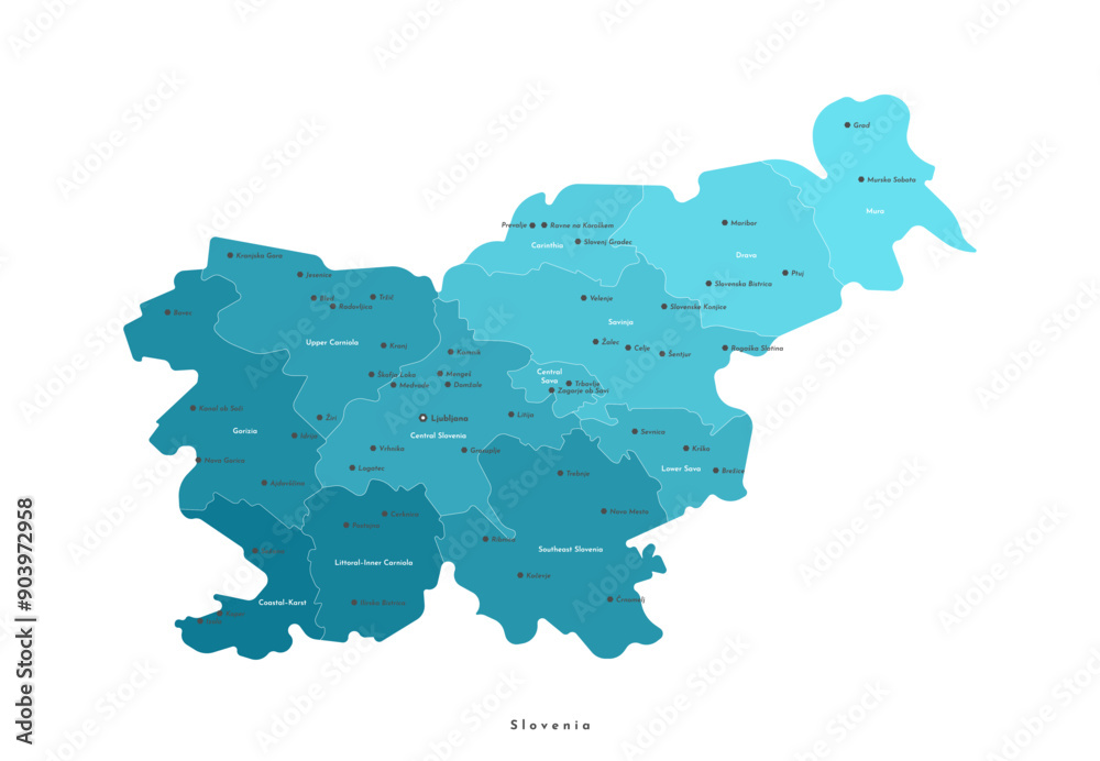 Vector isolated illustration. Simplified administrative map of Slovenia ...