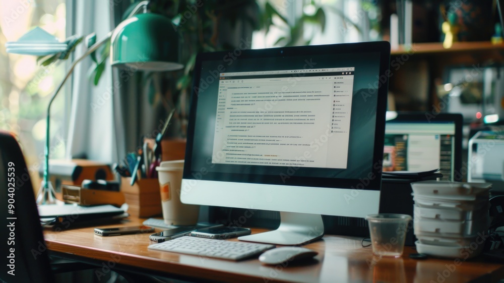A computer screen displaying a busy inbox, filled with emails and ...