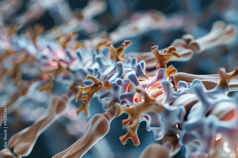 Highly detailed vertebrae illustration showing highlighted bones ...