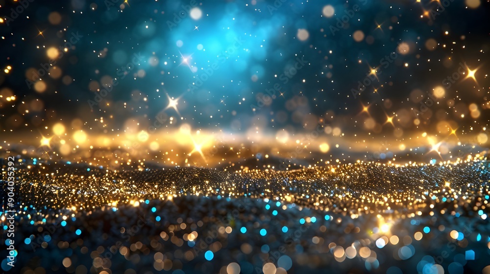 abstract blue and gold background with particles Stock Photo | Adobe Stock