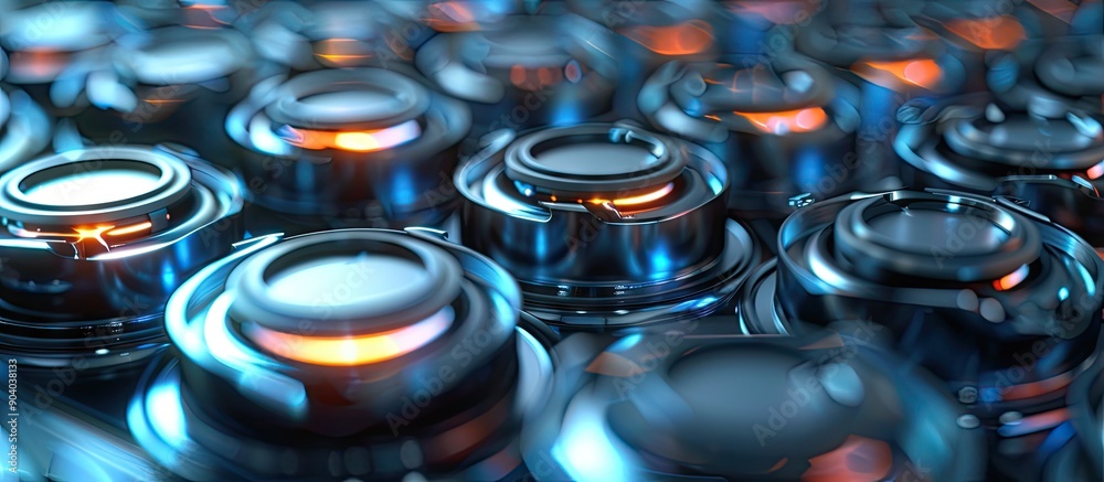 A close up image showing lithium ion cells in the manufacturing process ...