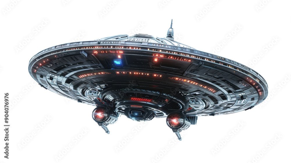 Alien spaceship on transparent background Stock Photo | Adobe Stock