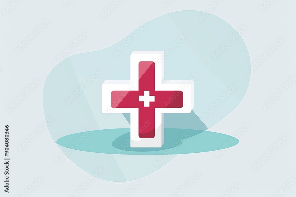 Medical cross symbol with leaves representing healthcare natural ...