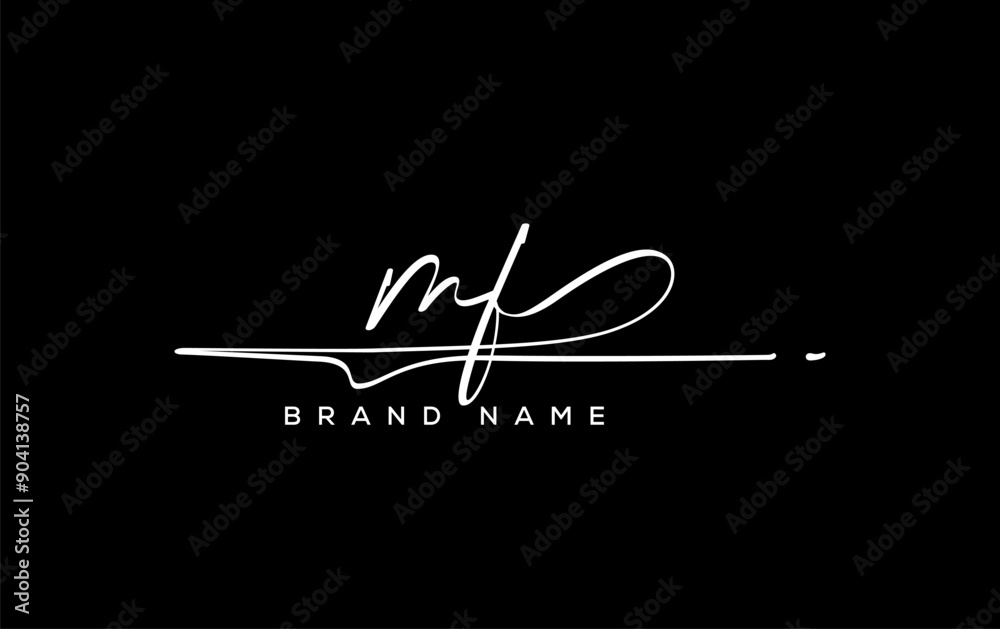 MF letter beauty handwriting vector logo. Stock Vector | Adobe Stock