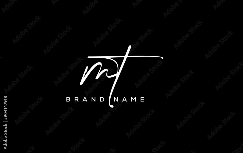 MT letter beauty handwriting vector logo. Stock Vector | Adobe Stock
