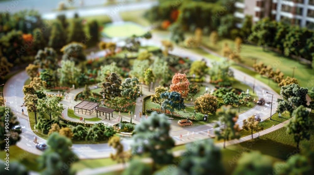 Generate a photo realistic image of a maquette illustrating an urban ...