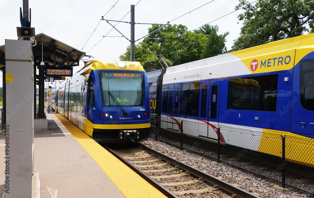 Minneapolis, Minnesota, U.S - July 12, 2024 - The blue line Metro ...