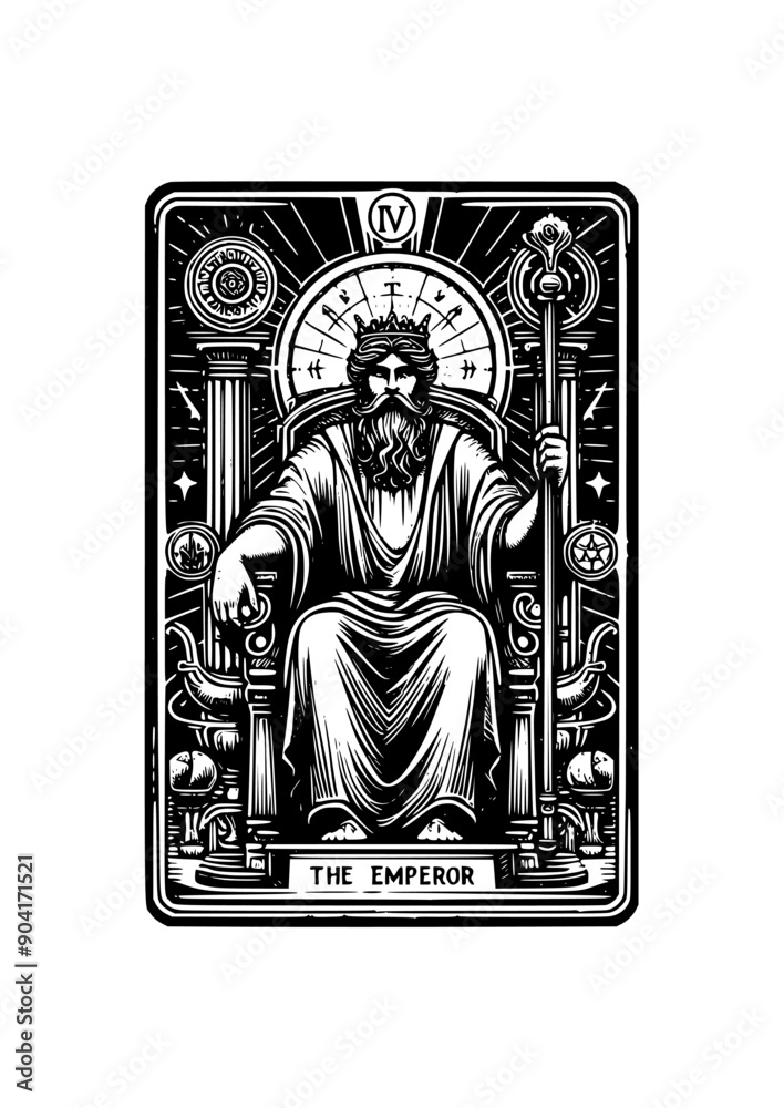 The Emperor: Tarot Card Featuring Regal Ruler, Throne, Scepter, Crown ...