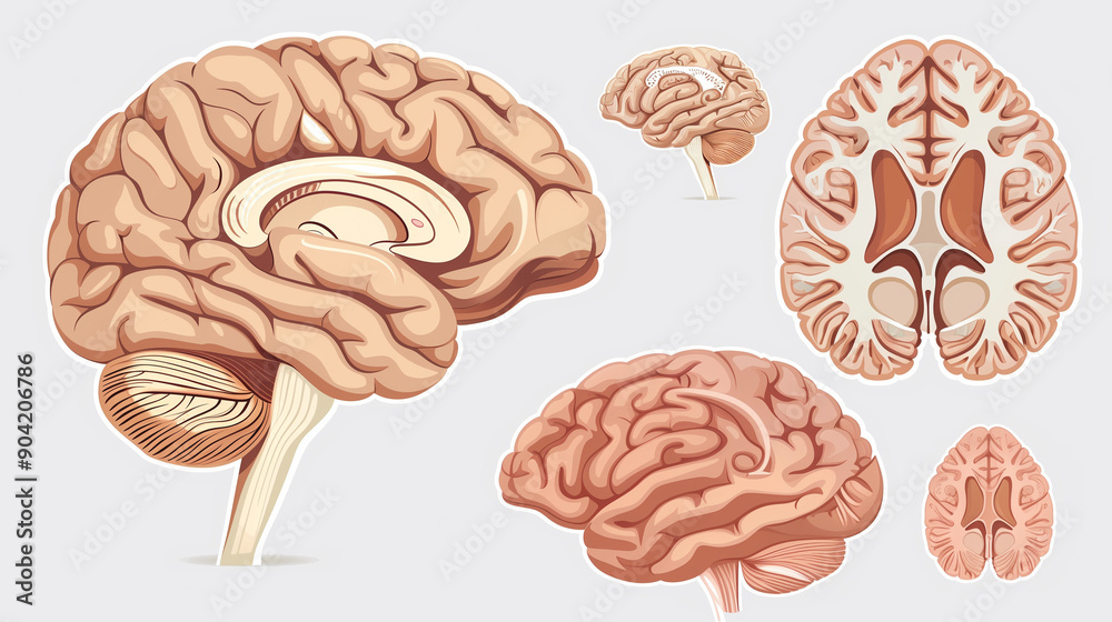 anatomy, human brain, brain illustration, medical illustration, neuroscience, neuroanatomy ...