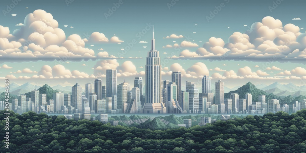 ideal smart city depictions, futuristic and efficient urban planning ...