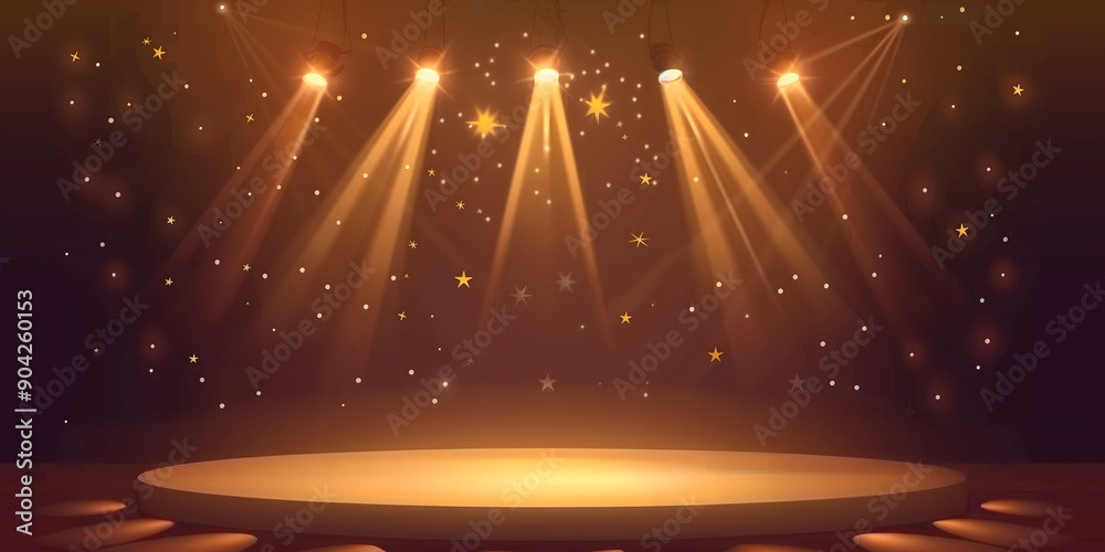 Spotlight shines stage with vector illustration solid color background ...