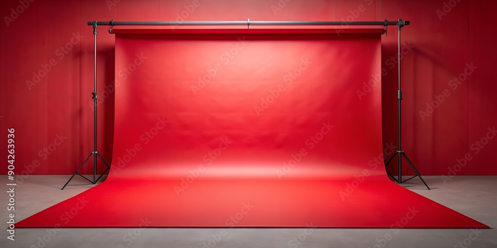 Red studio backdrop with wide space for subject Generative AI, red, set ...