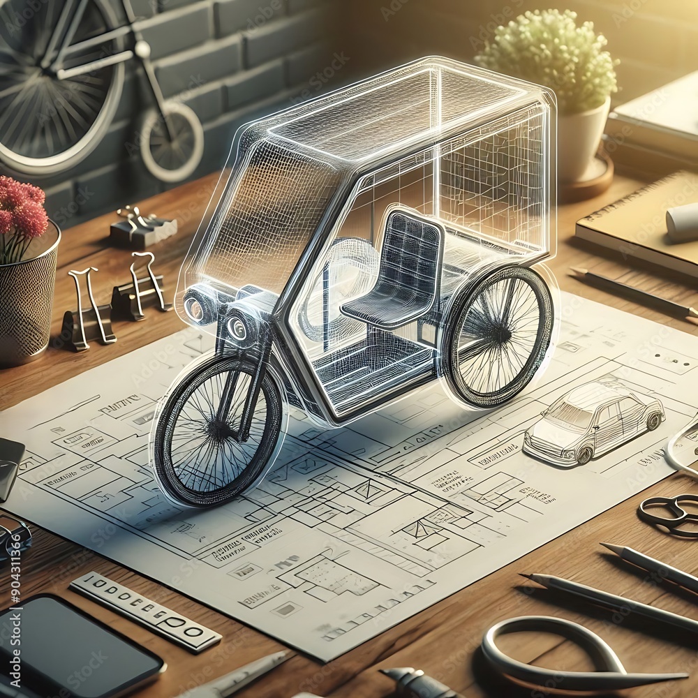 3D modeling of tricycle rickshaw from blueprint concept to modeling ...