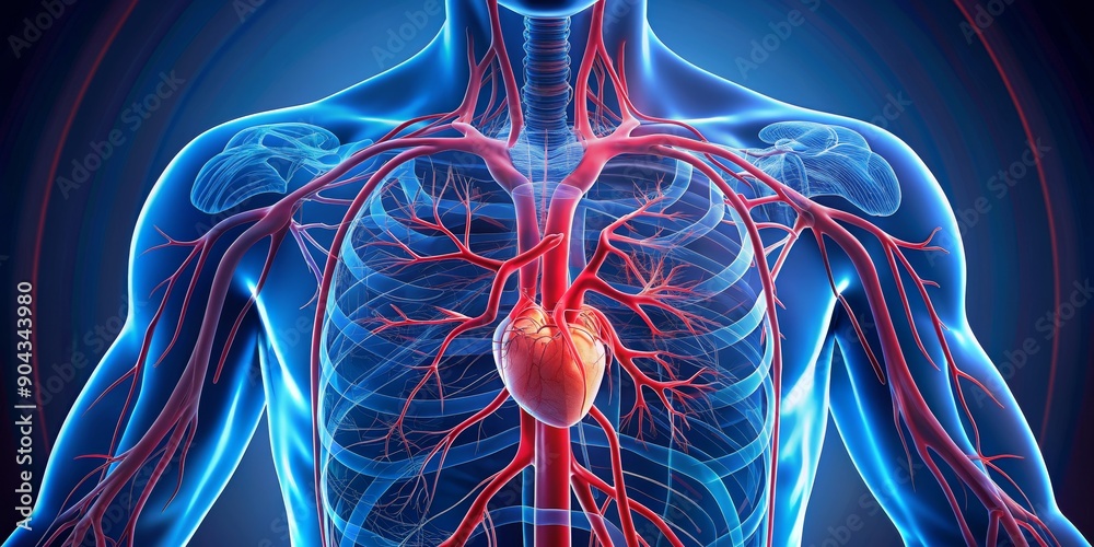 Human Cardiovascular System, Anatomical Illustration, Heart, Blood ...