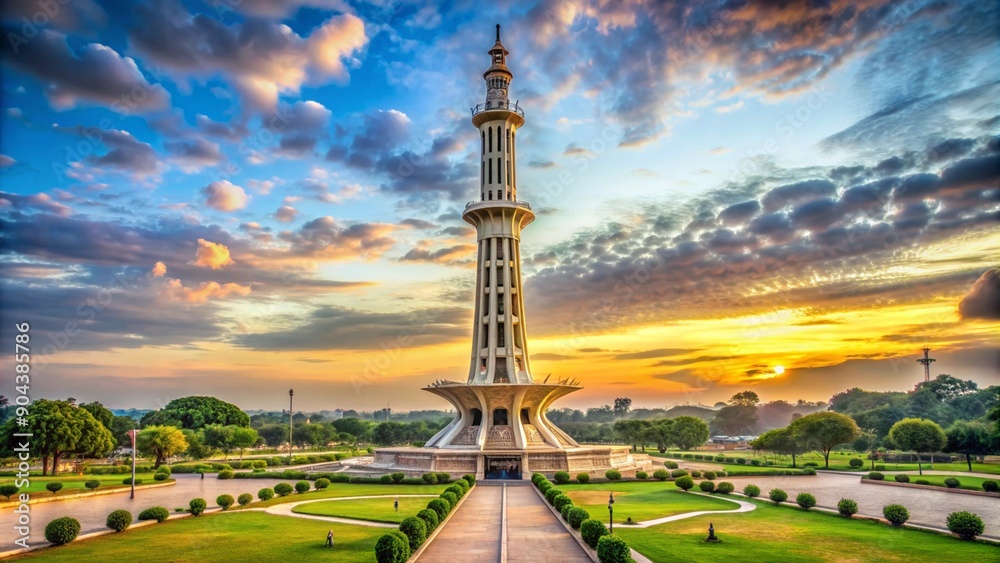 Centers around the iconic Minar-e-Pakistan monument. Stock Photo ...