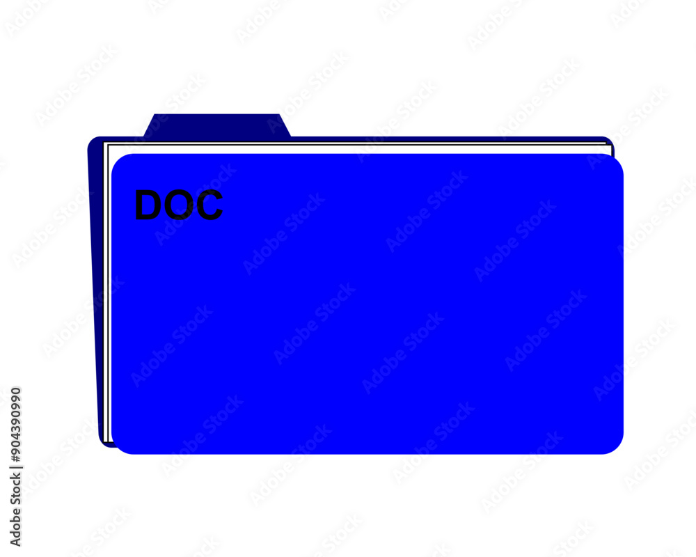 Blue folder icon with the words DOC on a white background. Modern ...