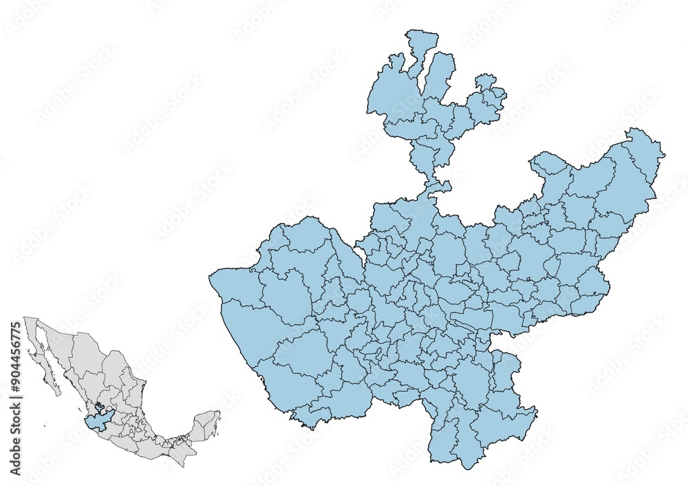 Mapa de los municipios del estado de Jalisco, México Stock Illustration ...