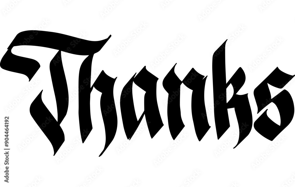 Thanks Gothic Blackletter font vector. Calligraphy script. Vintage Hand ...