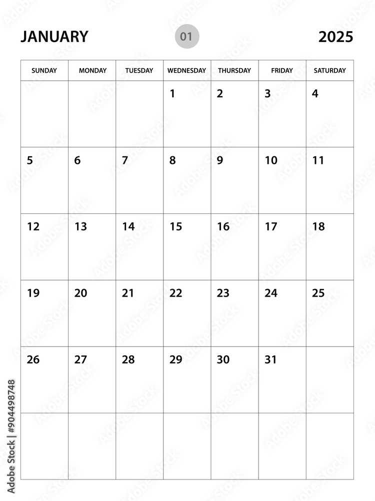 January 2025 year planner template, calendar 2025 desgin, monthly and ...