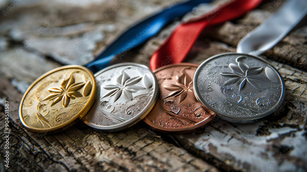 Olympic medals on the abstract background. Stock Illustration | Adobe Stock