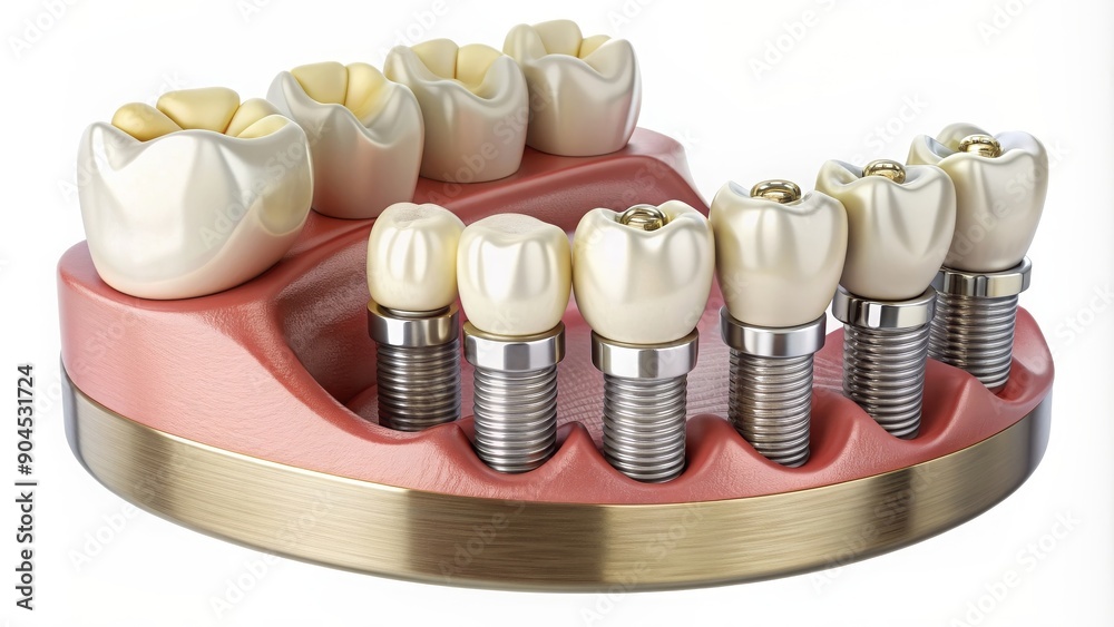 Cross-section view of a dental bridge showing the internal structure ...