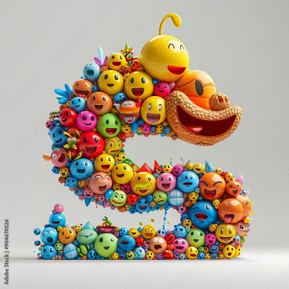 Capture the evolution of communication through an innovative panoramic view of emojis ...