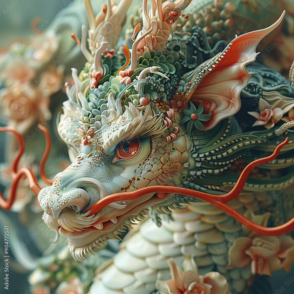 Design a visually striking image showcasing a fusion of mythical ...