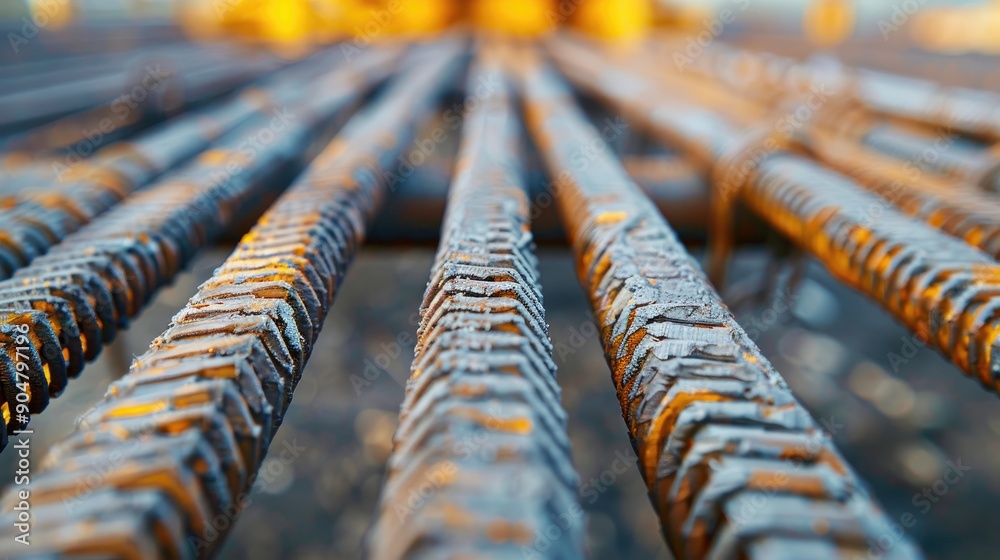 Reinforced steel bars in construction background with copy space Metal ...