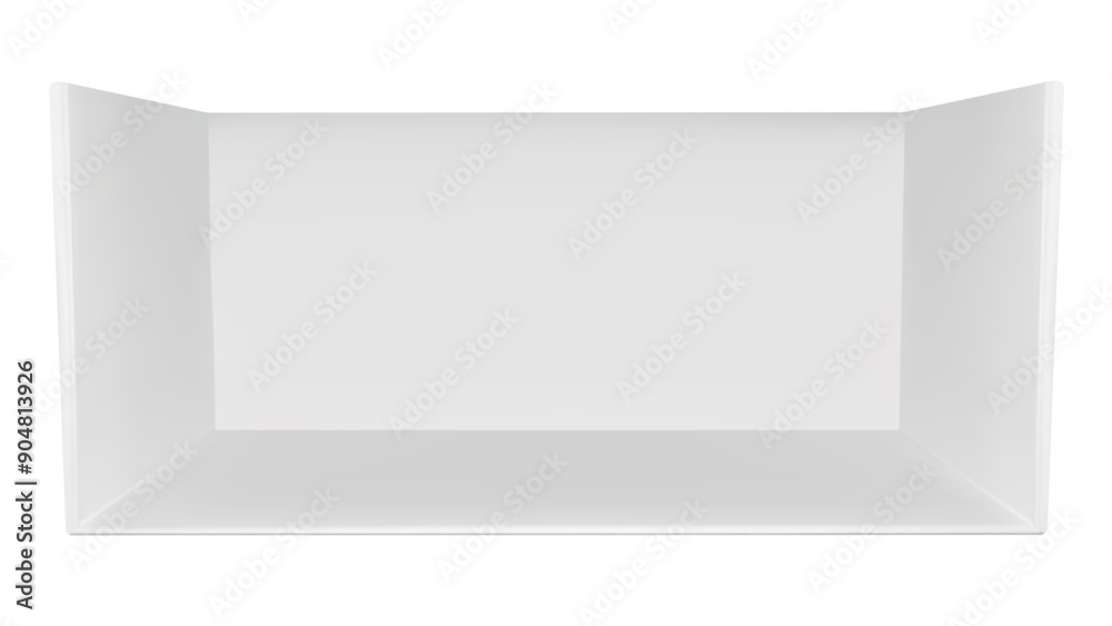 3d corner stand booth. White exhibition wall for event mock up. Blank ...