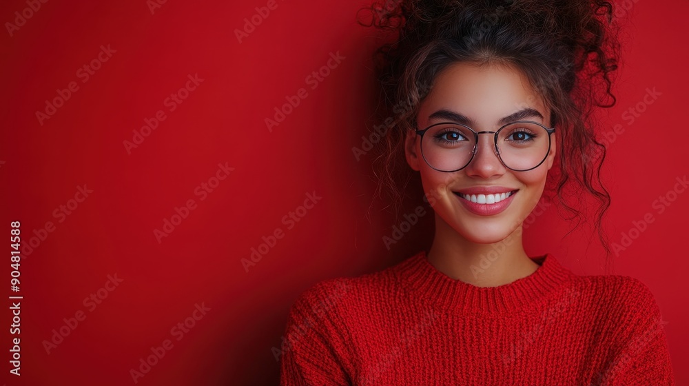 Woman contentedly looking at positive feedback on her social media post ...
