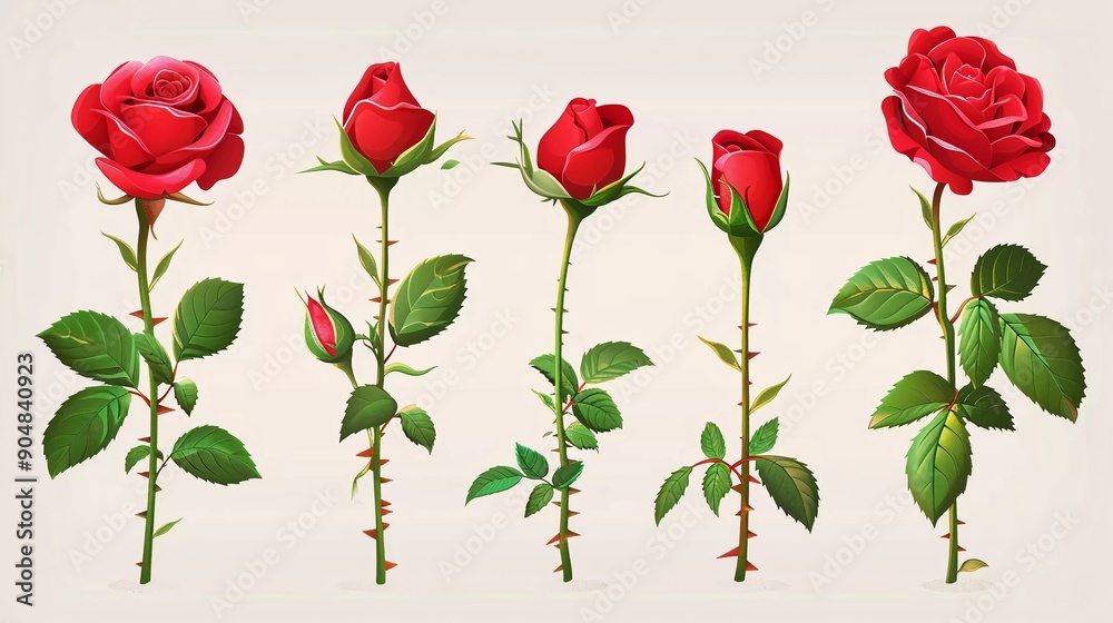 Illustration of the growth and development stages of a beautiful red ...