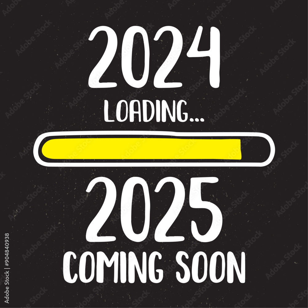 Download bar, doodle design. 2024 loading, 2025 coming soon - phrase ...