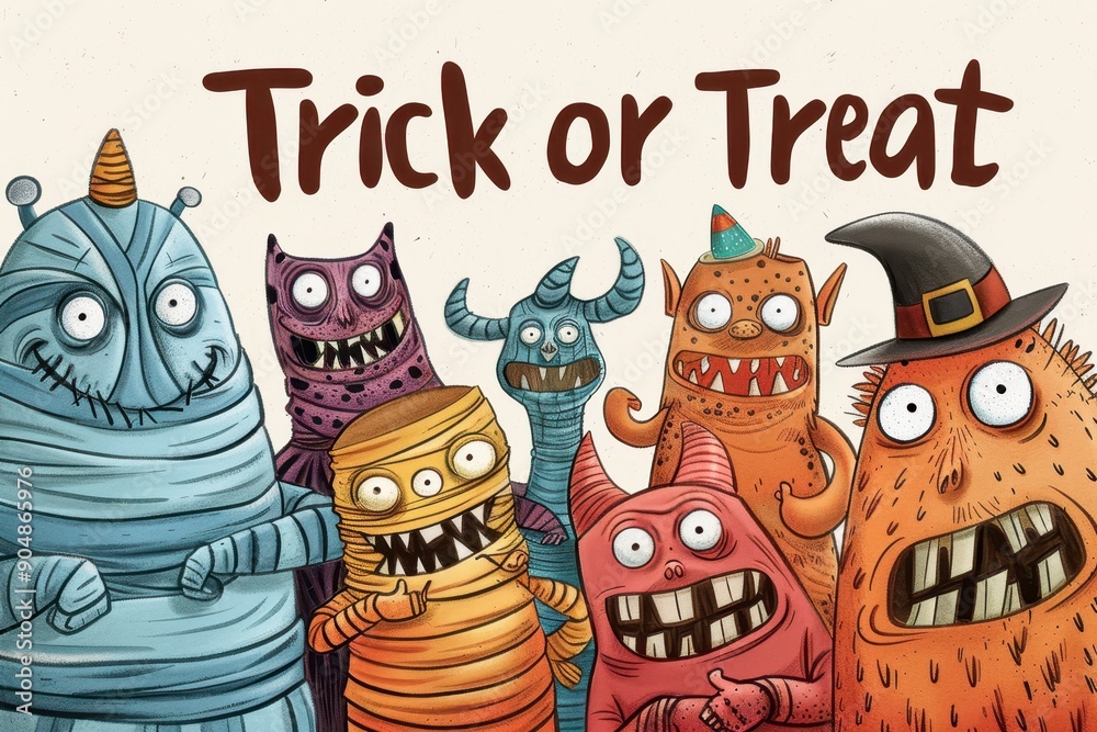 Monster Mash Collage: A mix of friendly monsters, including mummies ...