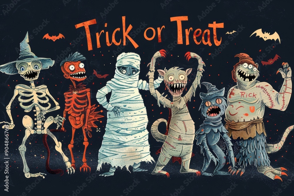 Monster Mash Collage: A mix of friendly monsters, including mummies ...