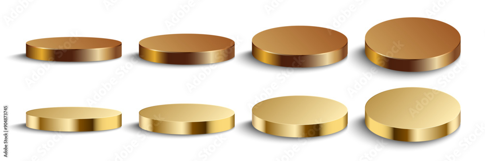 Metal platform, podium of golden color, round stage for product ...